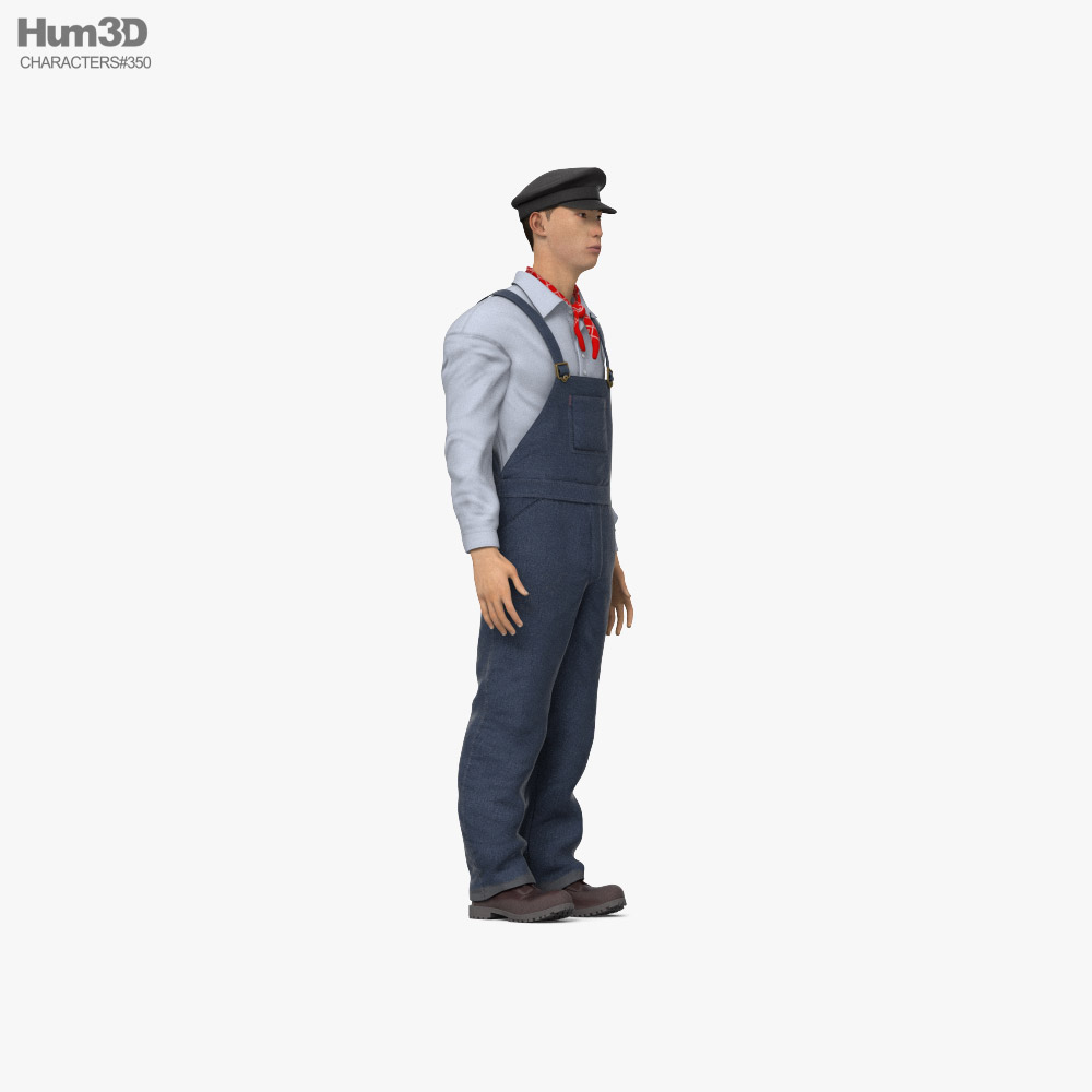 Asian Train Driver 3D model - Download Character on 3DModels.org