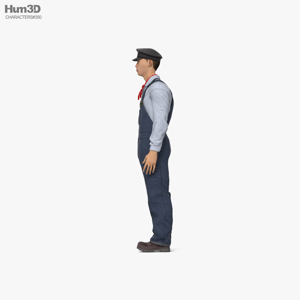 Asian Train Driver 3D model - Download Character on 3DModels.org