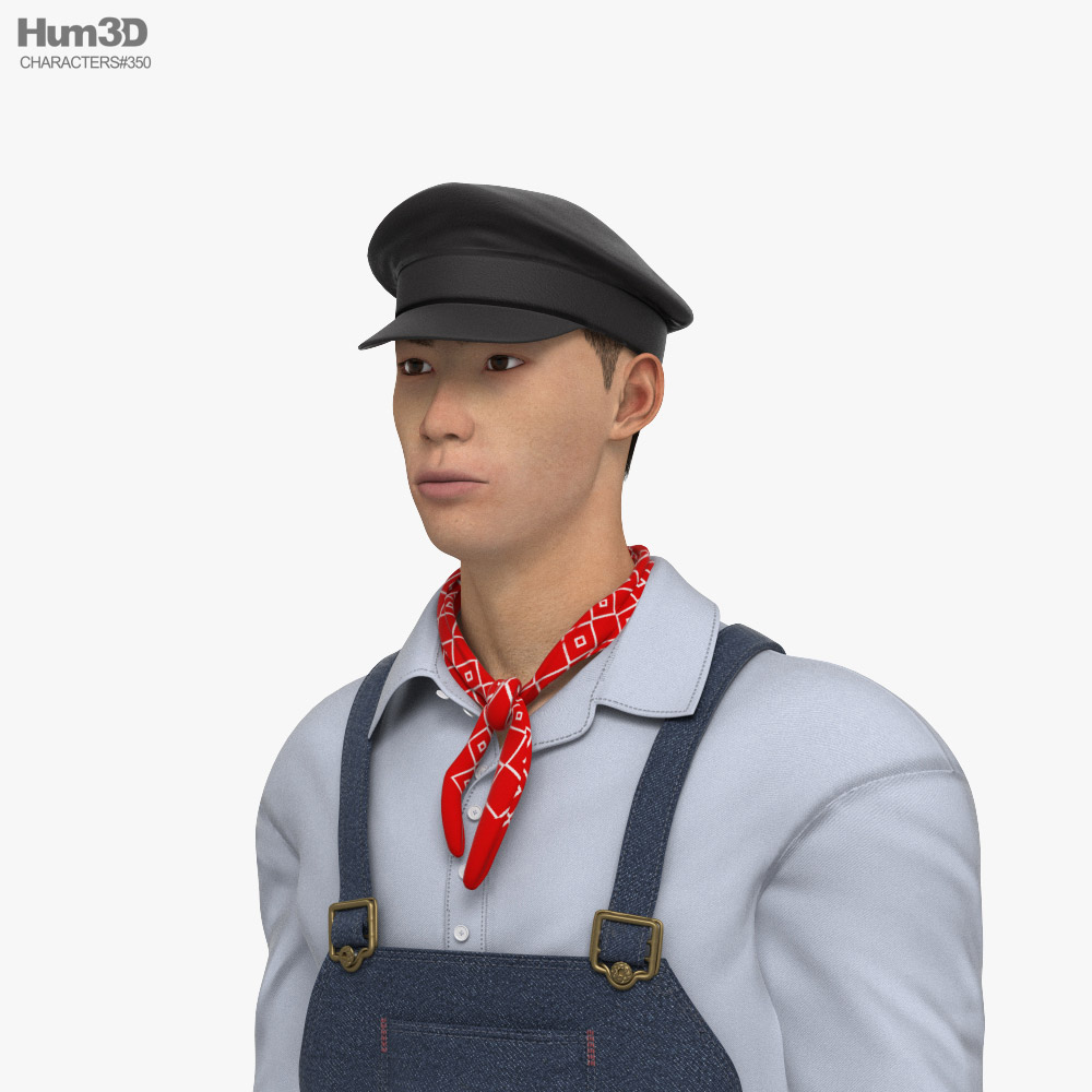 Asian Train Driver 3D model - Download Character on 3DModels.org