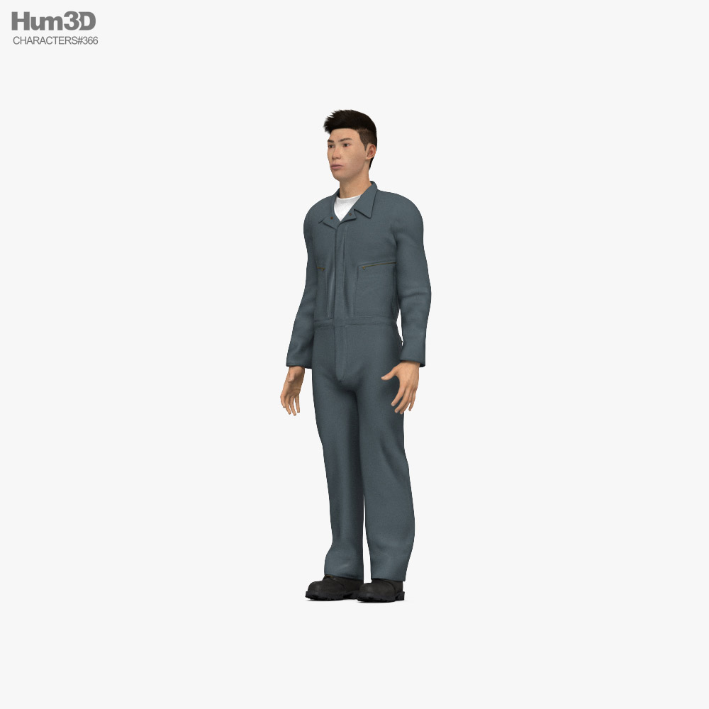 Asian Mechanic 3D model - Download Character on 3DModels.org
