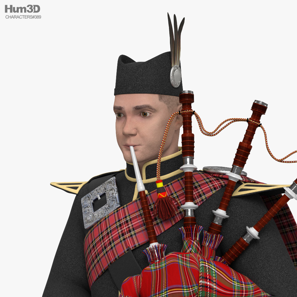 Gaitero Escocés Tradicional Modelo 3D - Descargar Character activado ...