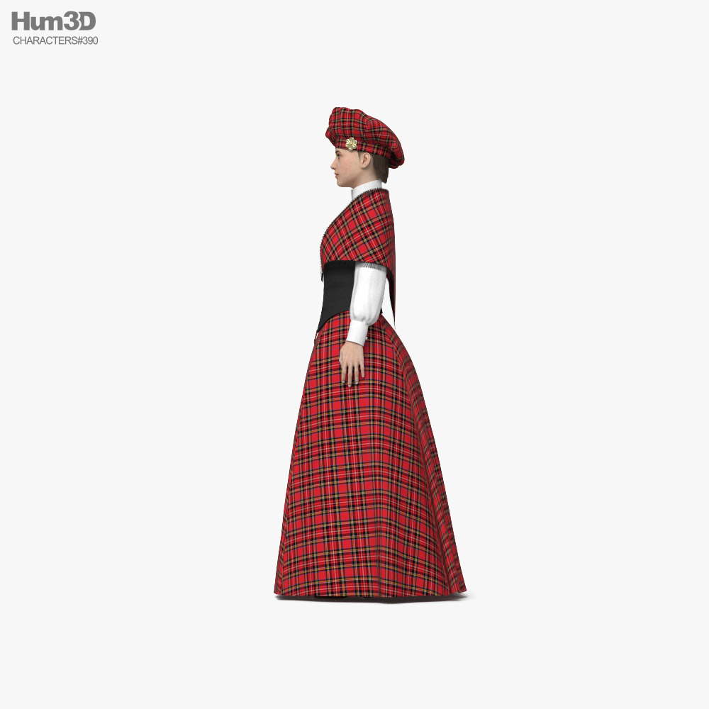 Traditional Scottish Highland Dress 3D model - Download Character on ...