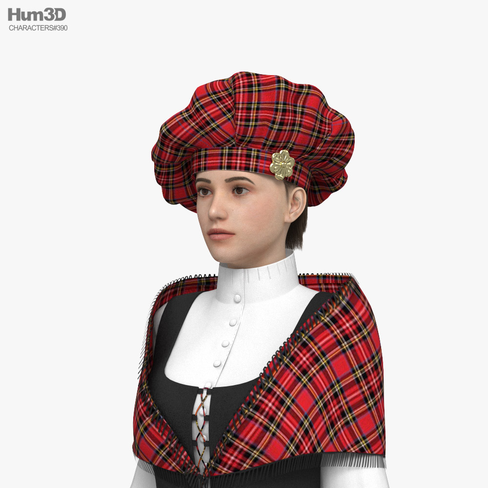 Traditional Scottish Highland Dress 3D model - Download Character on ...