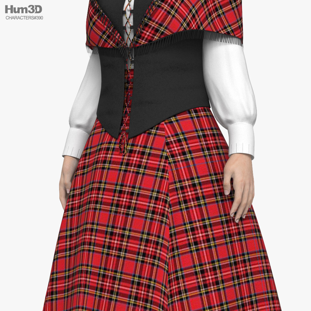 Traditional Scottish Highland Dress 3D model - Download Character on ...