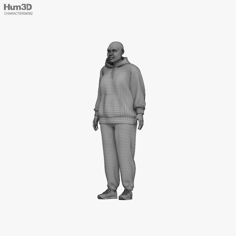 African-American Woman in Tracksuit 3D model - Download Character on ...