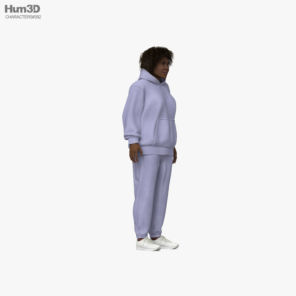 African-American Woman in Tracksuit 3D model - Download Character on ...