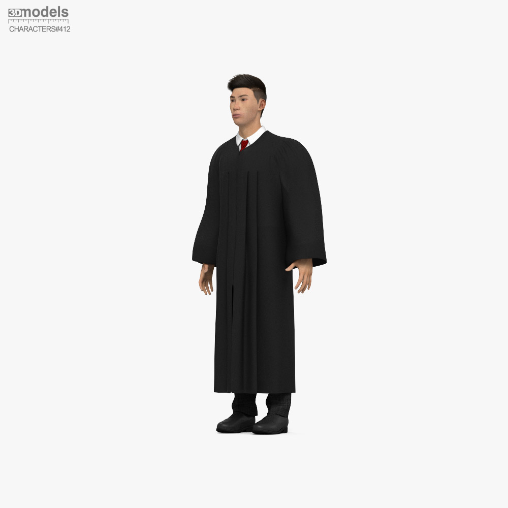 Juez Asiático con Toga Formal Modelo 3D - Descargar Character activado ...