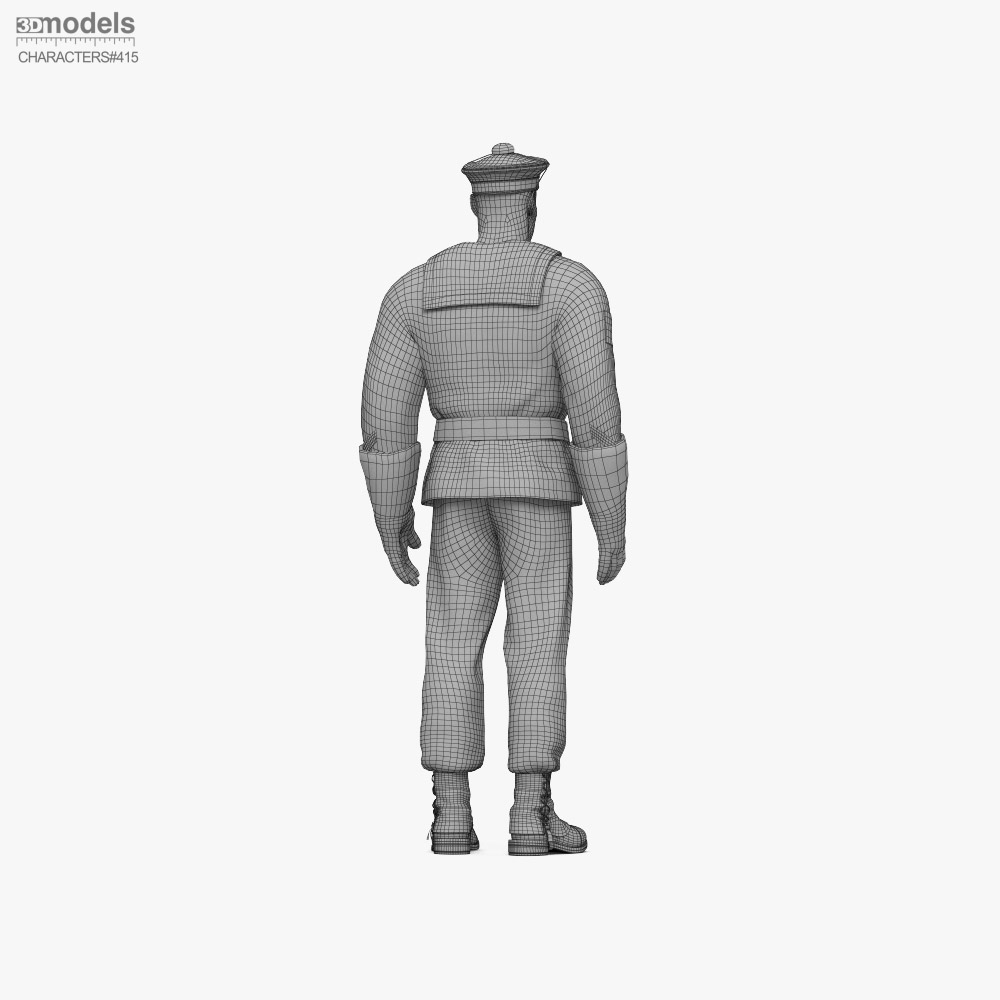 African-American Navy French Soldier 3D model - Download Character on ...