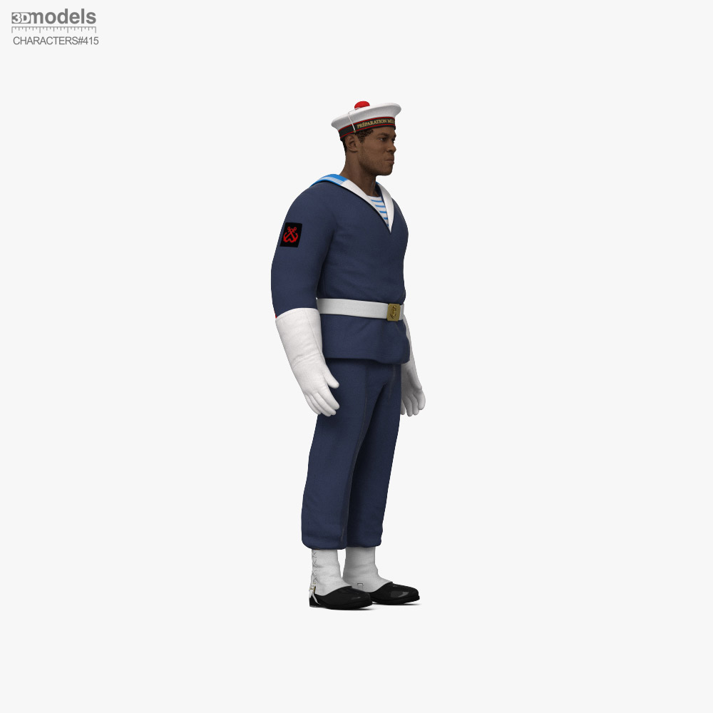 African-American Navy French Soldier 3D model - Download Character on ...