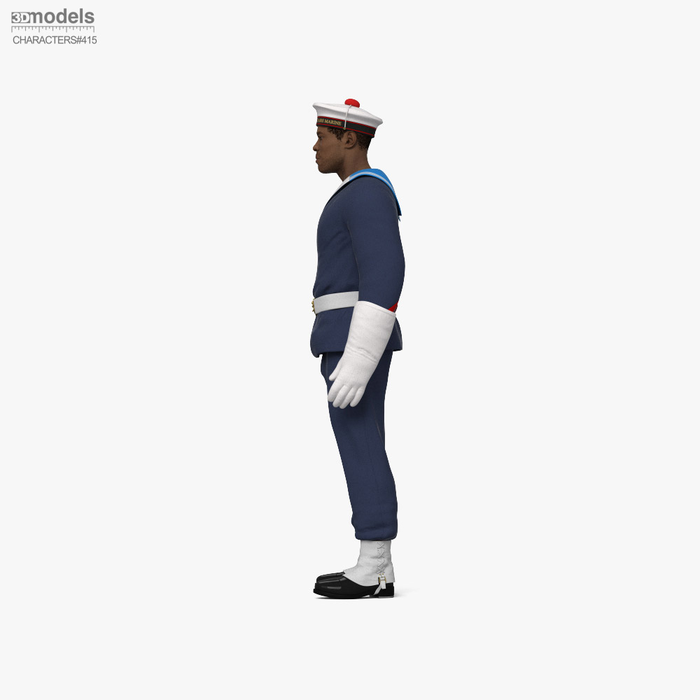 African-American Navy French Soldier 3D model - Download Character on ...
