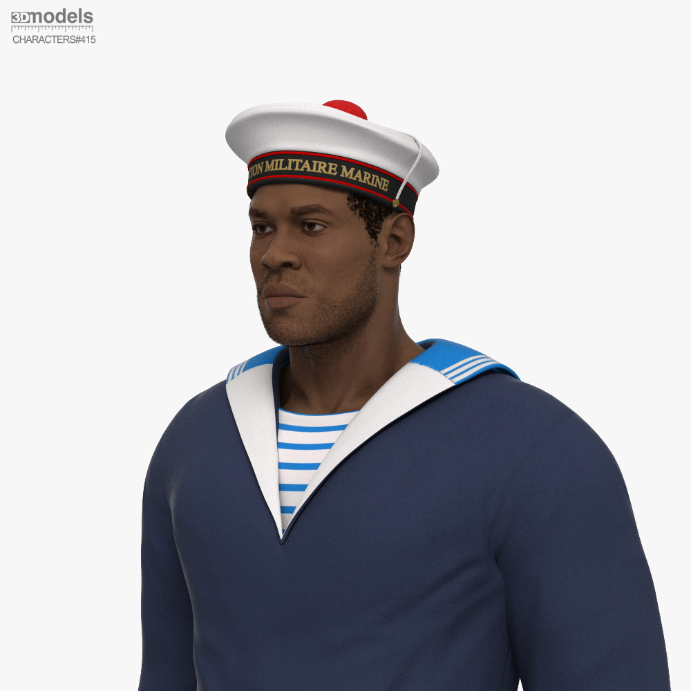 African-American Navy French Soldier 3D model - Download Character on ...