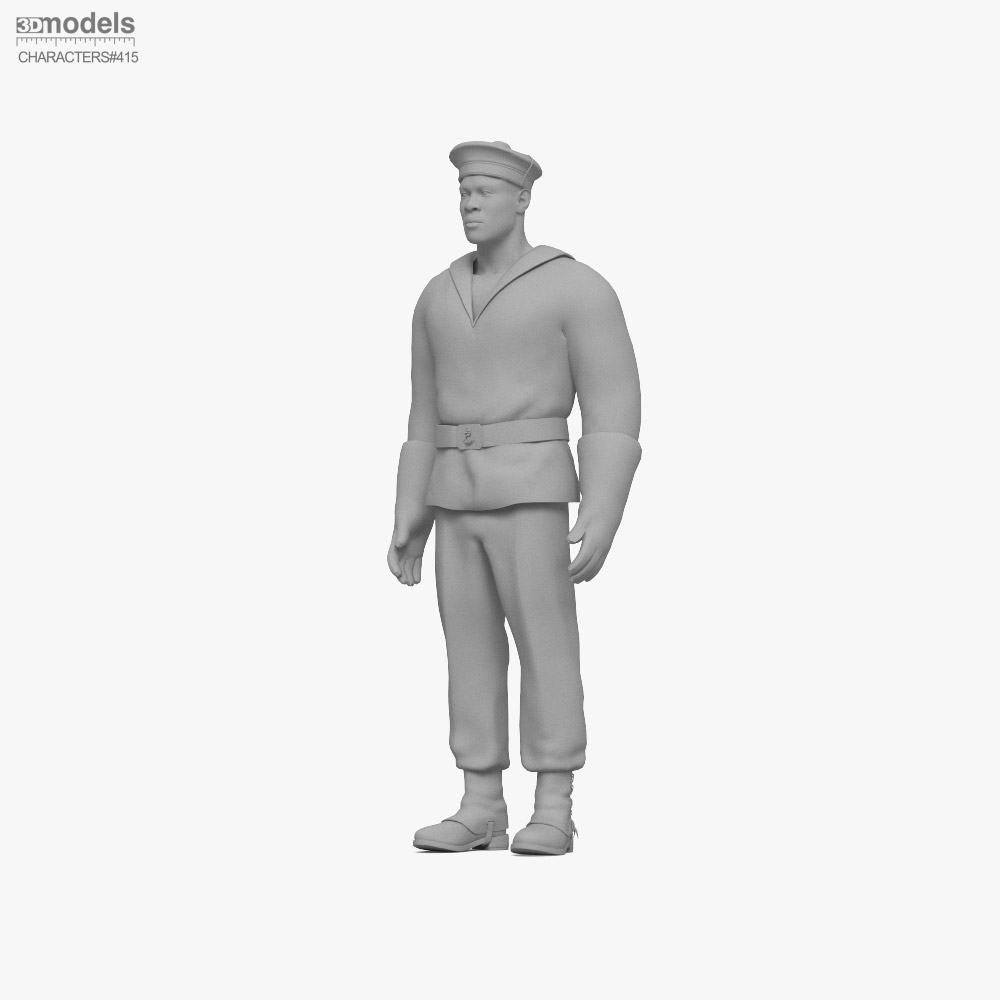 African-American Navy French Soldier 3D model - Download Character on ...