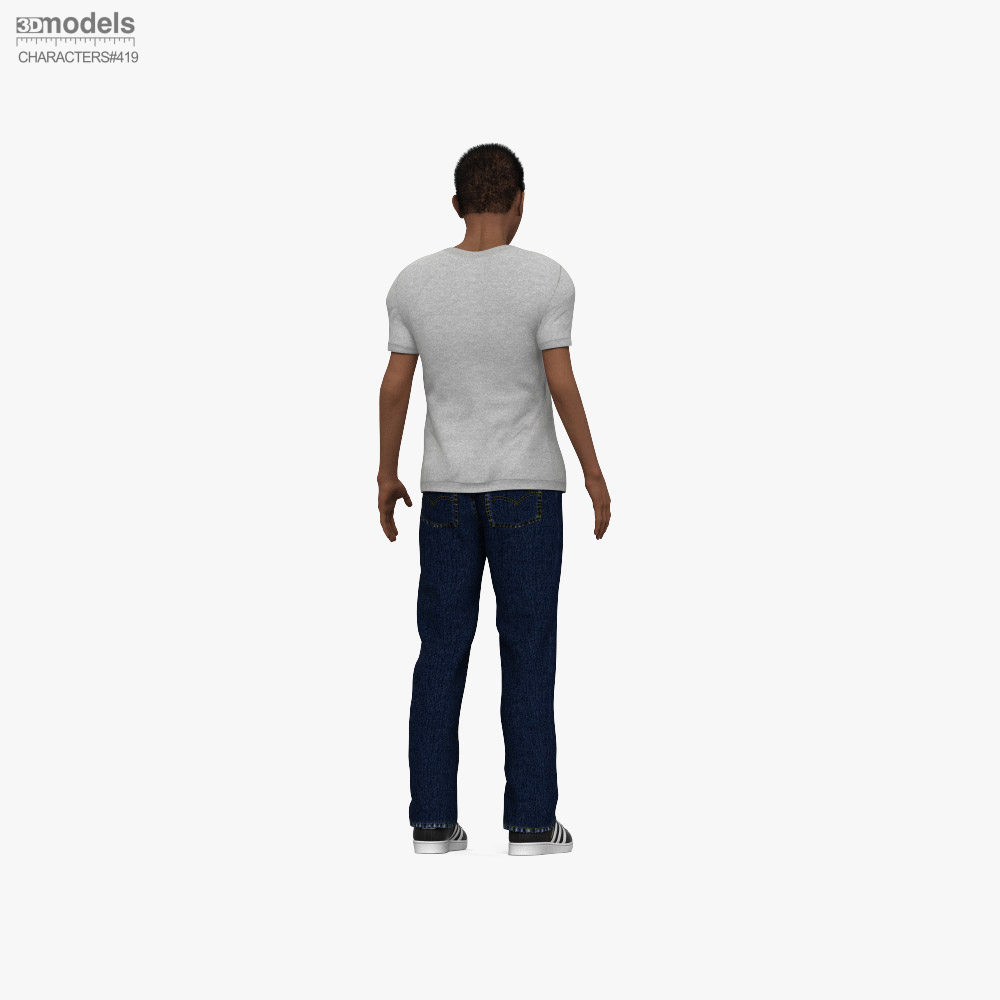 African-American Generic Teenage Boy 3D模型 - 下载 Character on 3DModels.org