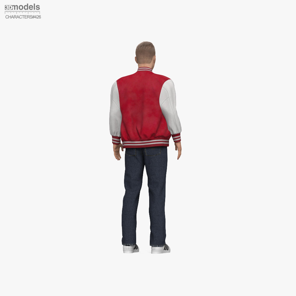 Teenage Boy in Varsity Jacket 3D model - Download Character on 3DModels.org