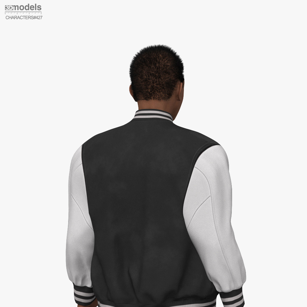 African-American Teenage Boy in Varsity Jacket 3D model - Download ...