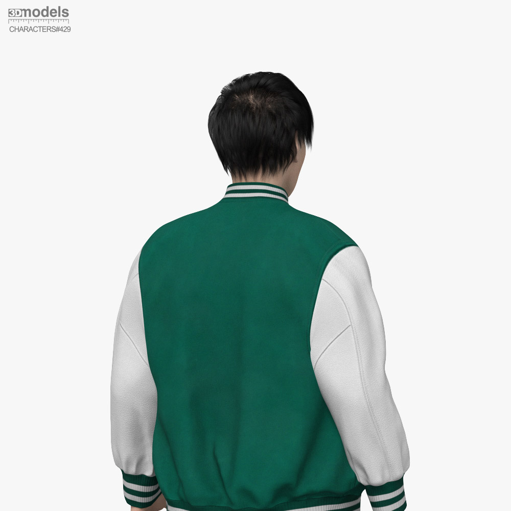 Asian Teenage Boy in Varsity Jacket 3D model - Download Character on ...