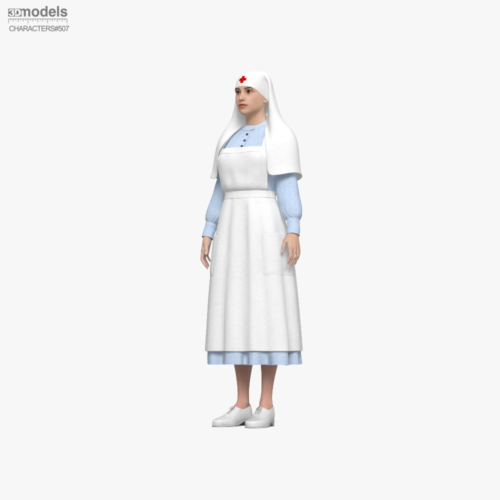 Nurse in Historical Uniform 3D model - Download Character on 3DModels.org