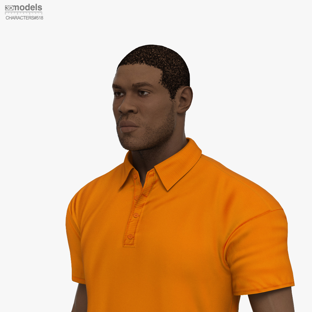 African-American Man in Polo Shirt 3D model - Download Character on ...