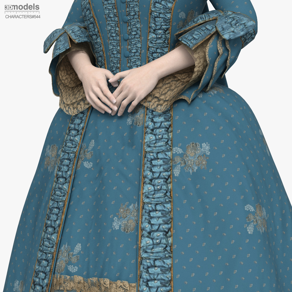 Woman in Vintage Clothing 3D model - Download Character on 3DModels.org