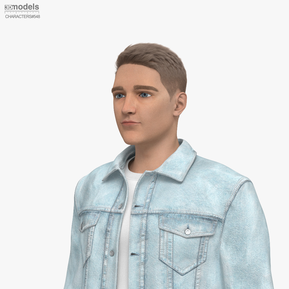 Teenage Boy in Denim Jacket 3D model - Download Character on 3DModels.org
