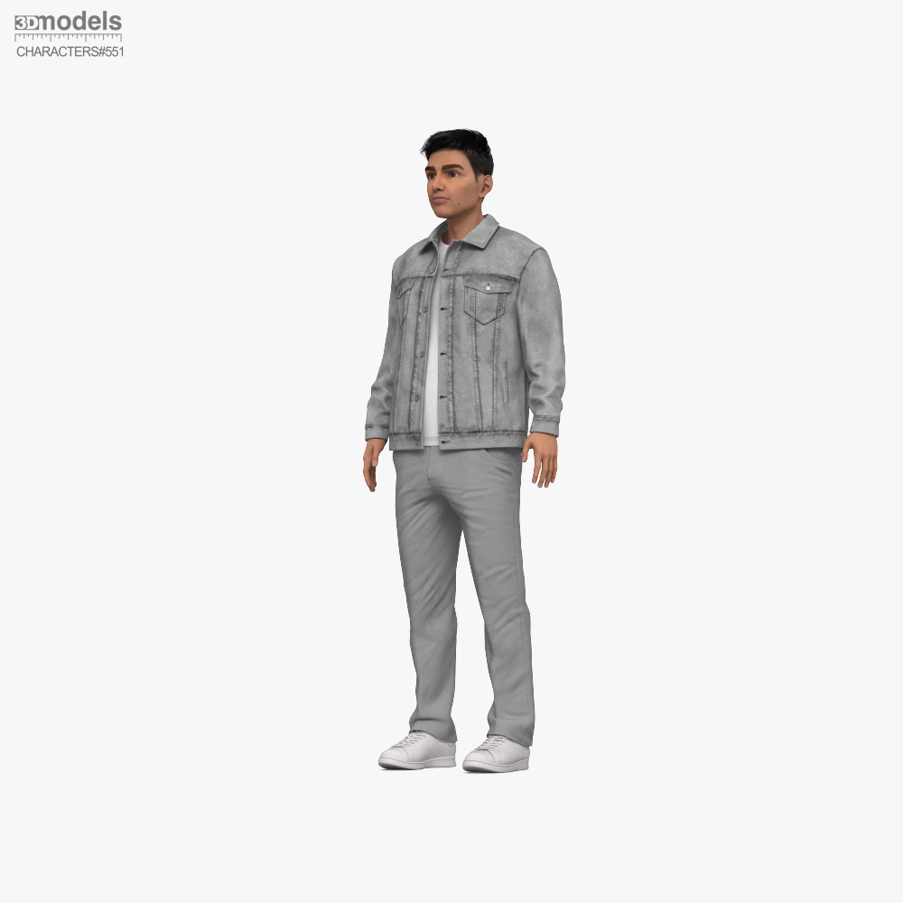 Middle Eastern Teenage Boy in Denim Jacket 3D model - Download ...