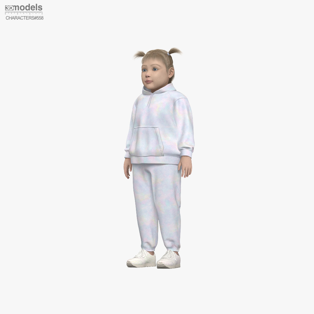 Kid Girl in Tracksuit 3D model - Download Character on 3DModels.org