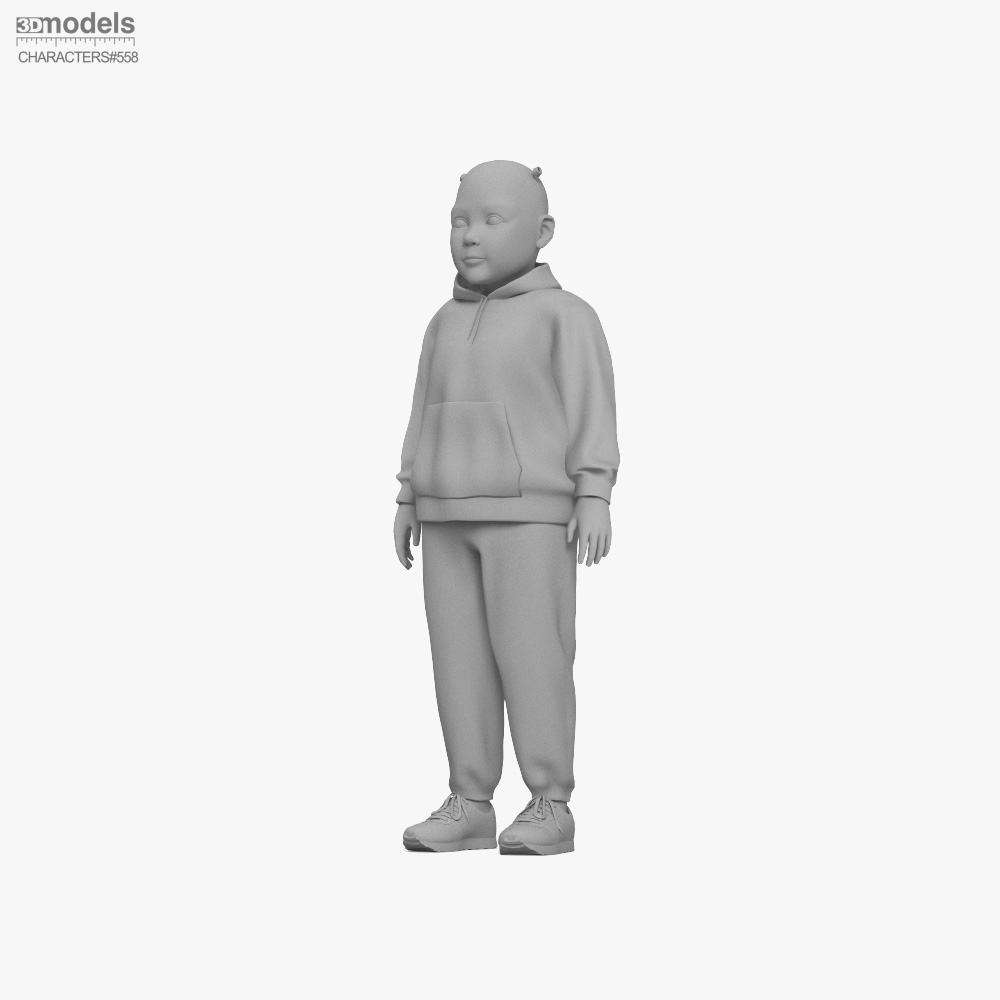 Kid Girl in Tracksuit 3D model - Download Character on 3DModels.org
