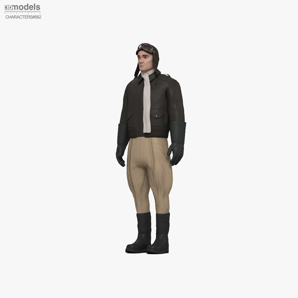 Vintage Pilot Uniform 3D model - Download Character on 3DModels.org