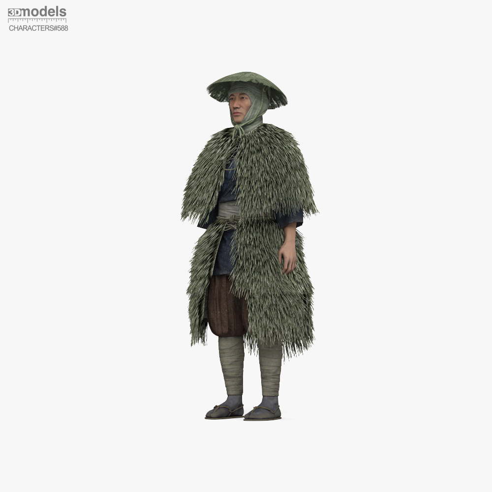 Medieval Japanese Rice Farmer 3D model - Download Character on 3DModels.org