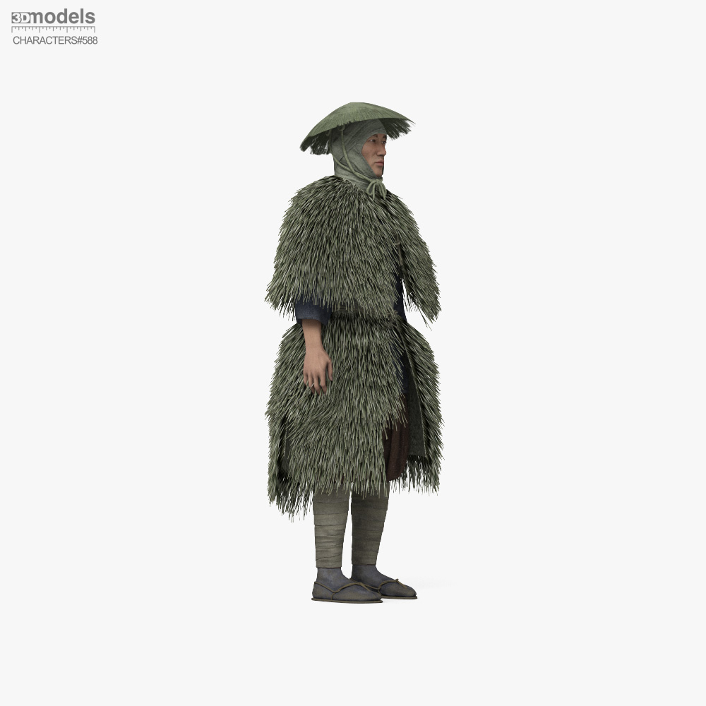 Medieval Japanese Rice Farmer 3D model - Download Character on 3DModels.org