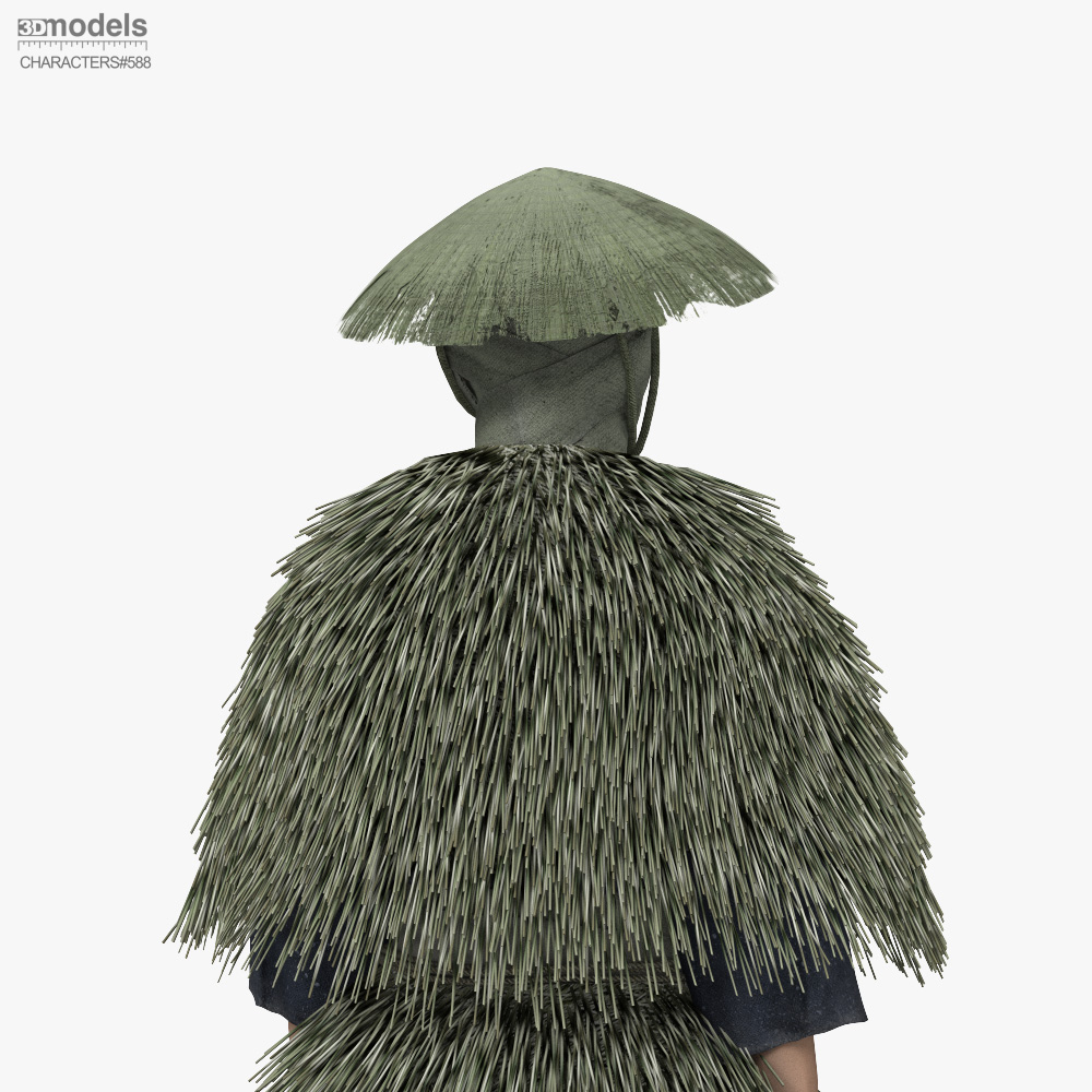 Medieval Japanese Rice Farmer 3D model - Download Character on 3DModels.org