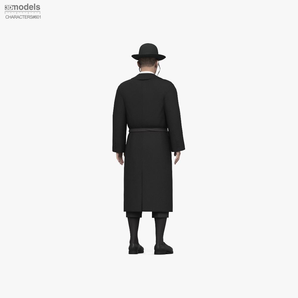 Man in Orthodox Jewish Clothes 3D model - Download Character on ...