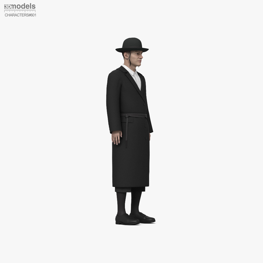 Man in Orthodox Jewish Clothes 3D model - Download Character on ...