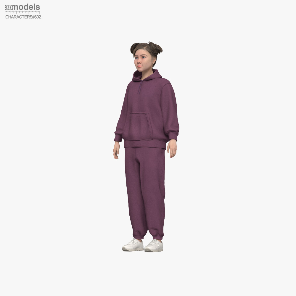 Girl in Tracksuit 3D model - Download Character on 3DModels.org