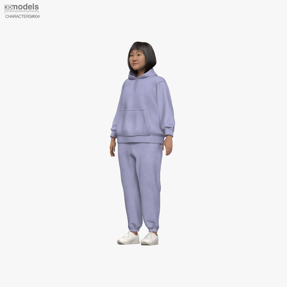 Asian Girl in Tracksuit 3D model - Download Character on 3DModels.org
