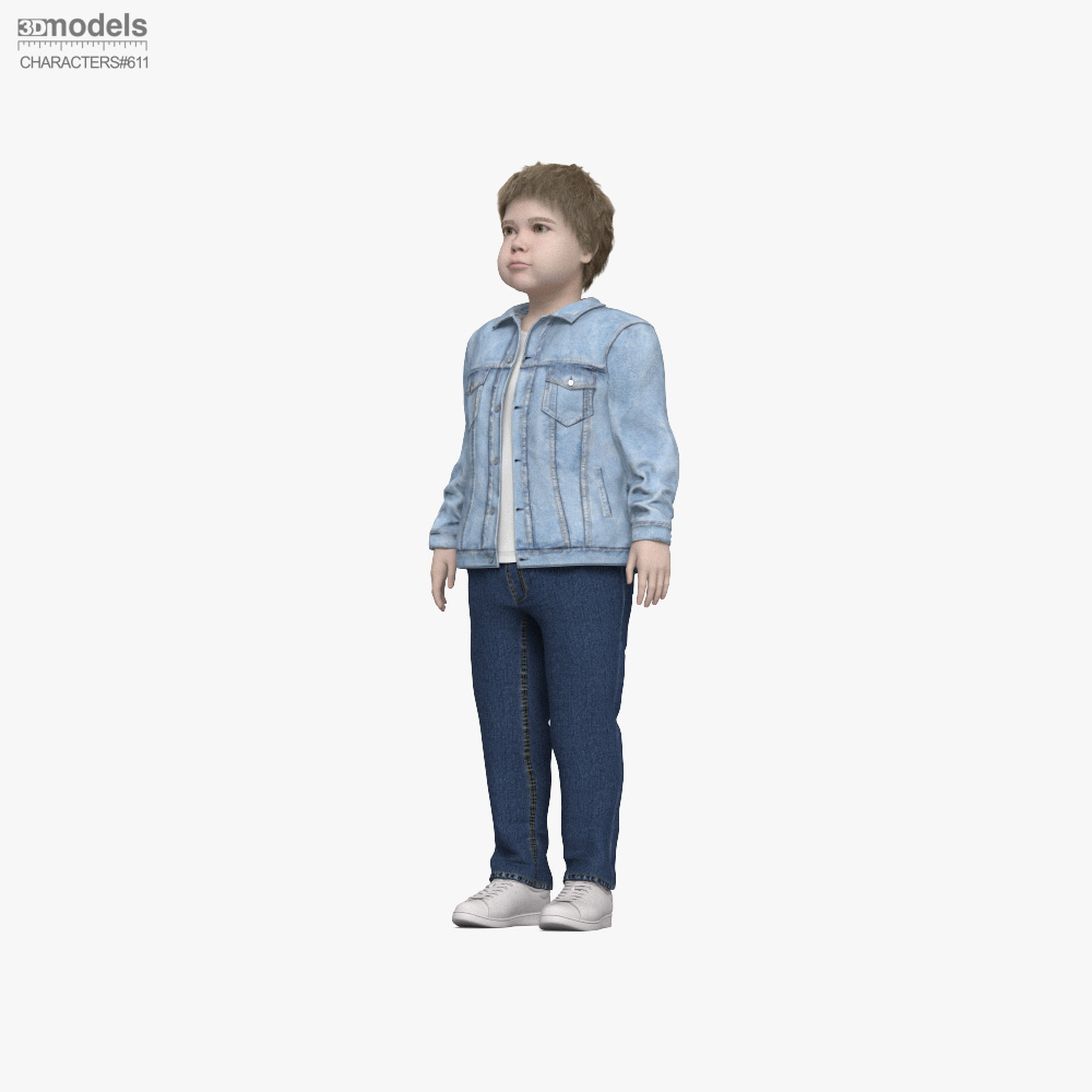 Kid Boy in Denim Jacket 3D model - Download Character on 3DModels.org