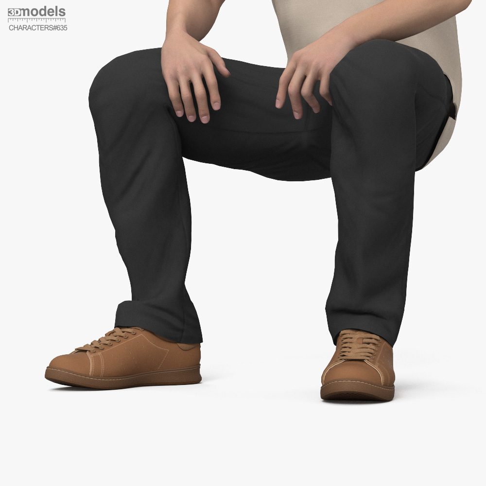 Hombre con Polo Verde Sentado en un Banco Modelo 3D - Descargar ...