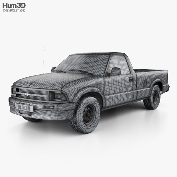Chevrolet S10 Single Cab Long bed 2005 3D model - Download Pickup on ...