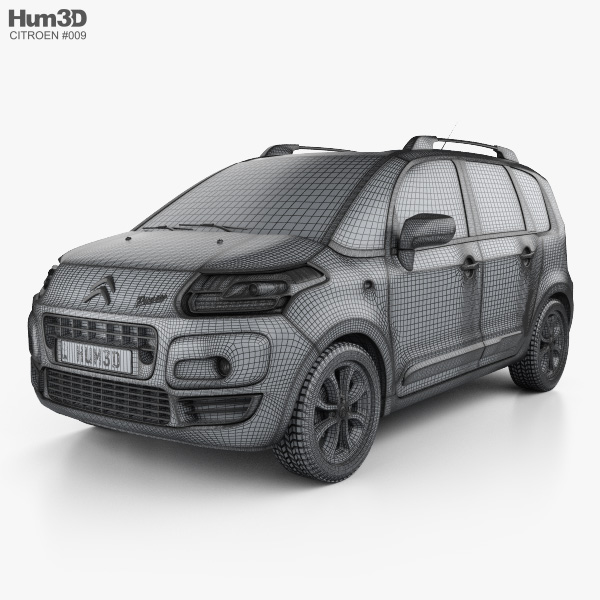 Citroen C3 Picasso 2014 3D model - Download Van on 3DModels.org