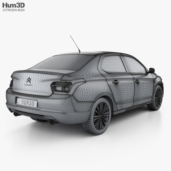 Citroen C-Elysee sedan 2016 3D model - Download Sedan on 3DModels.org