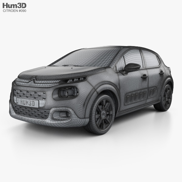 Citroen C3 with HQ interior 2020 3D model - Download Hatchback on ...