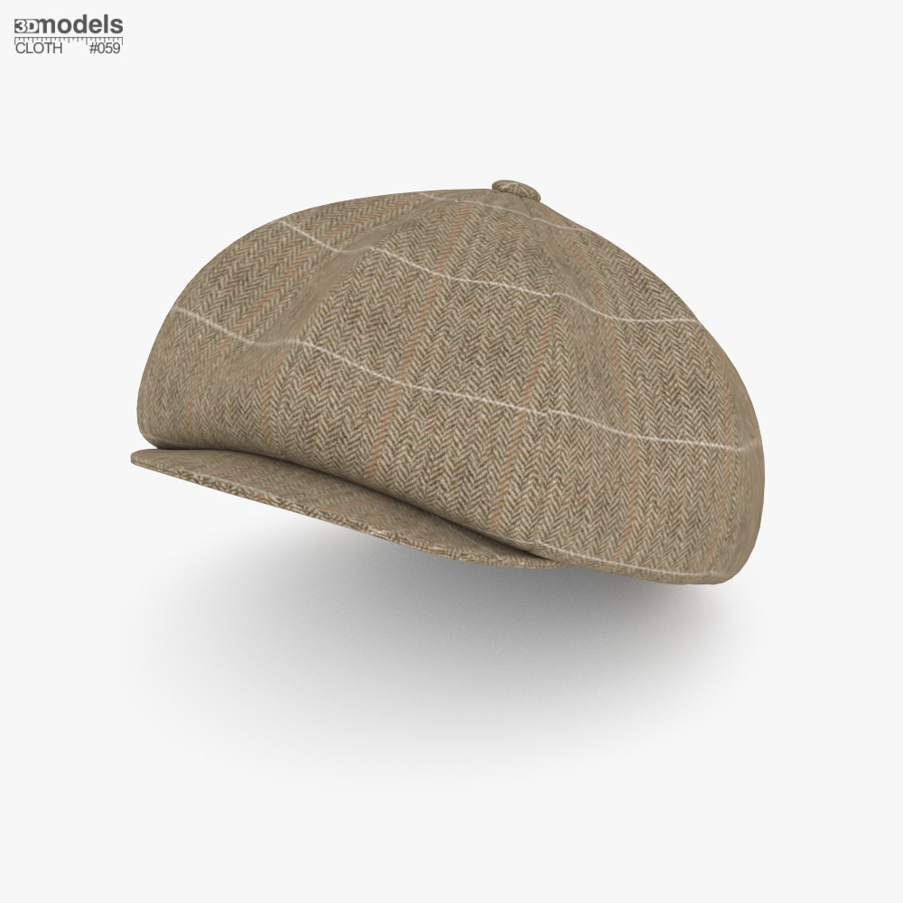 Oversize Slouchy Wool Newsboy Cap 3D model - Download Hats on 3DModels.org