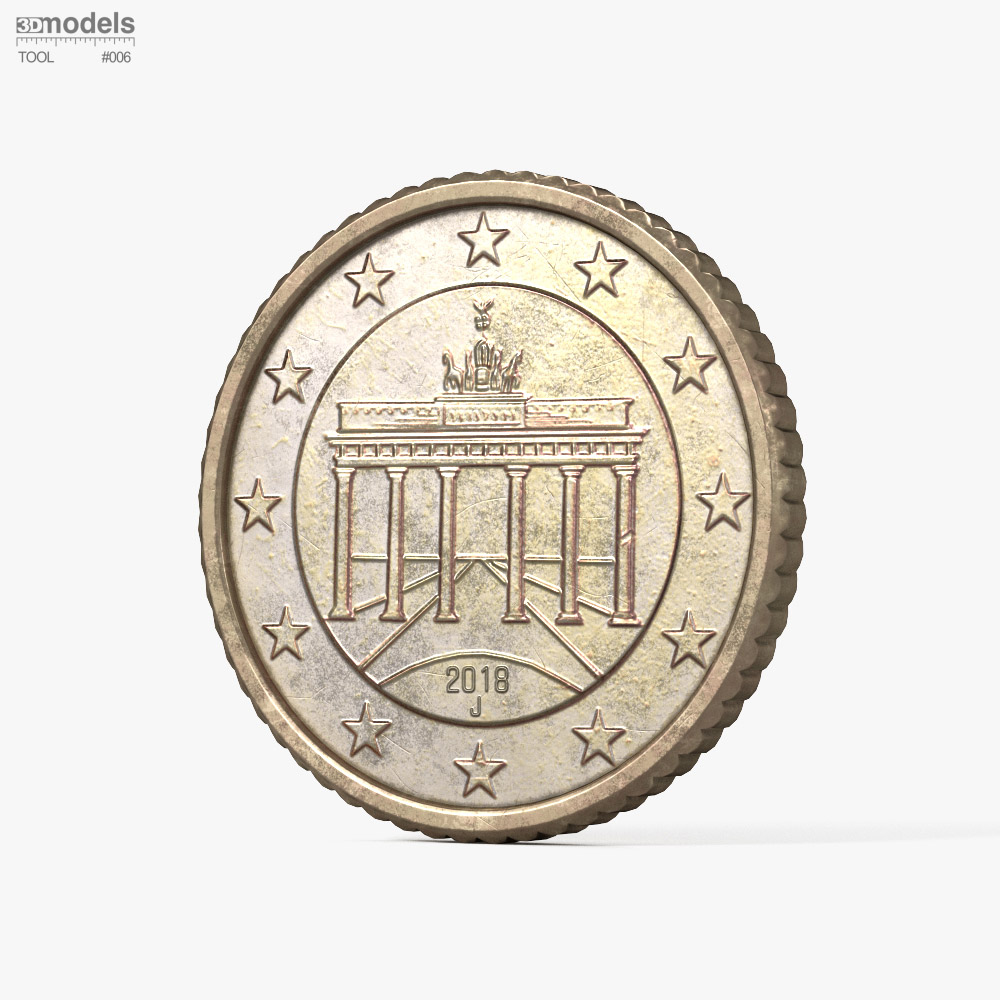Fifty Euro Cent Coin Germany 3D model - Download Coins, Banknotes on ...