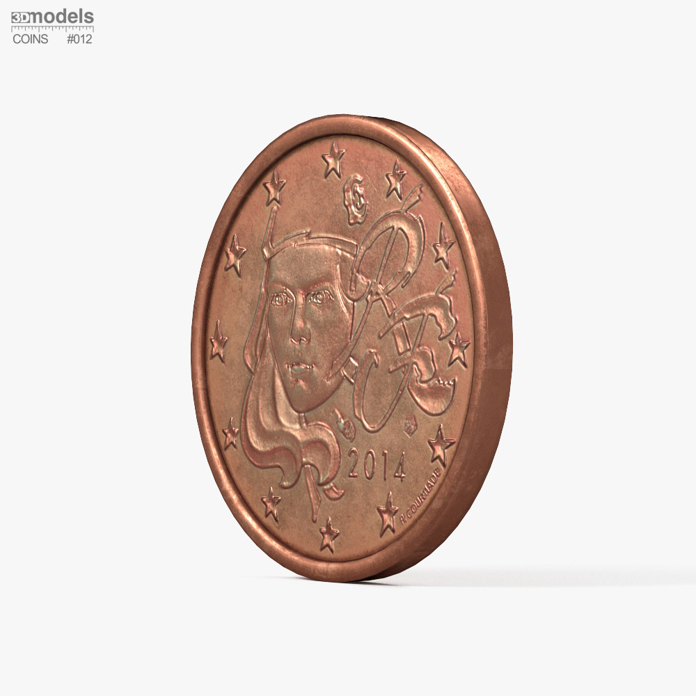 Five Euro Cent Coin France 3D model - Download Coins, Banknotes on ...