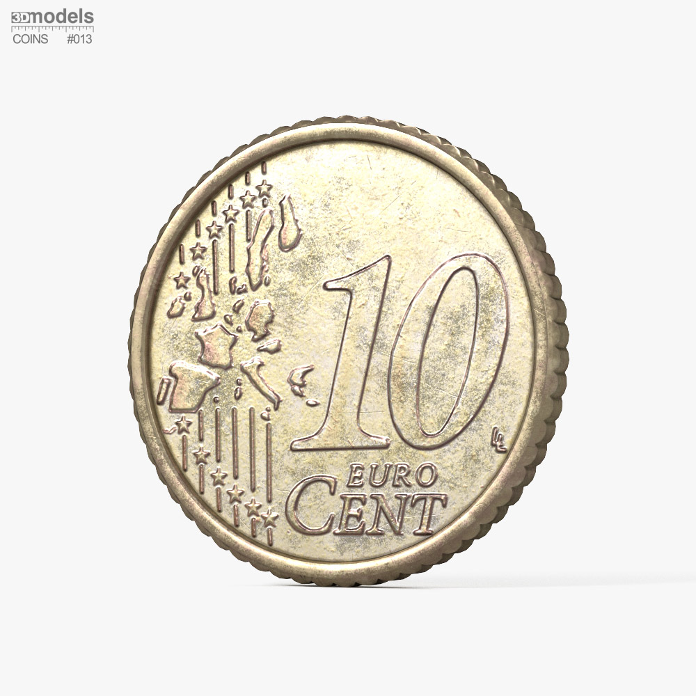 Ten Euro Cent Coin France 3D model - Download Coins, Banknotes on ...