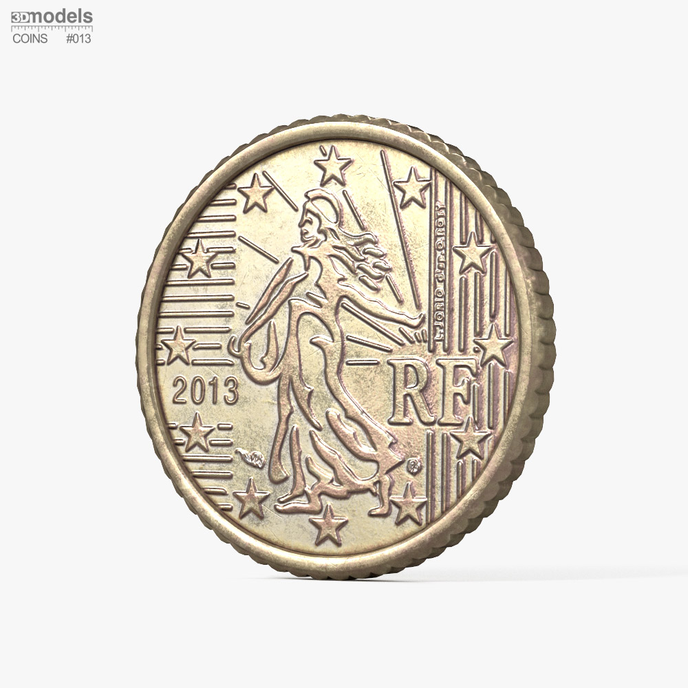 Ten Euro Cent Coin France 3D model - Download Coins, Banknotes on ...