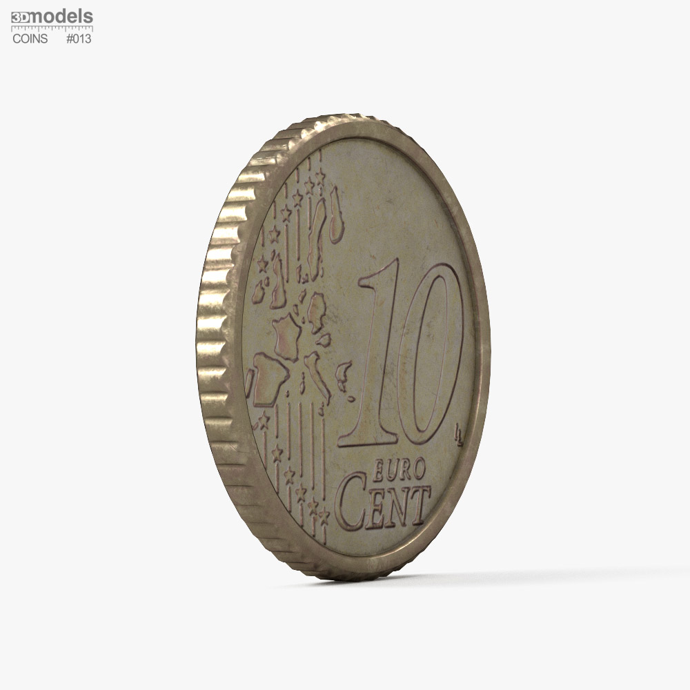 Ten Euro Cent Coin France 3D model - Download Coins, Banknotes on ...