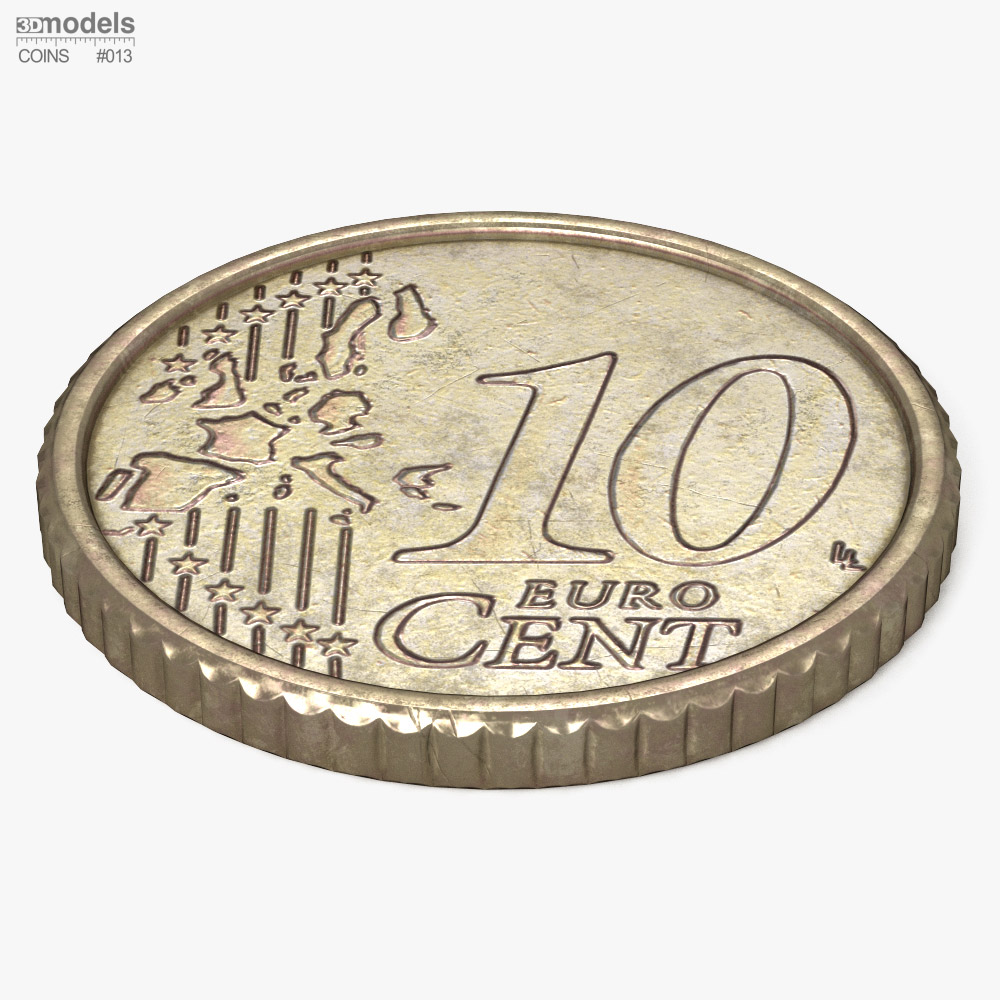 Ten Euro Cent Coin France 3D model - Download Coins, Banknotes on ...