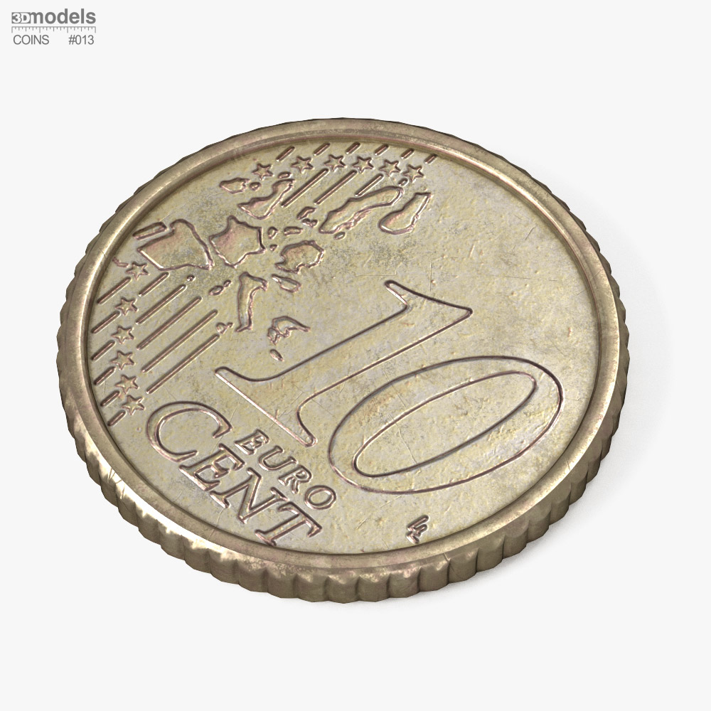 Ten Euro Cent Coin France 3D model - Download Coins, Banknotes on ...