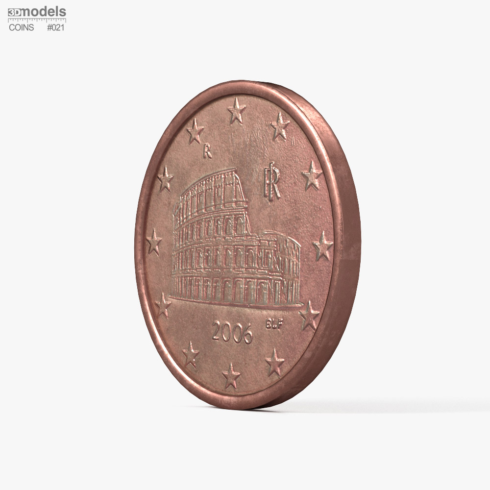 Five Euro Cent Coin Italy 3D model - Download Coins, Banknotes on ...